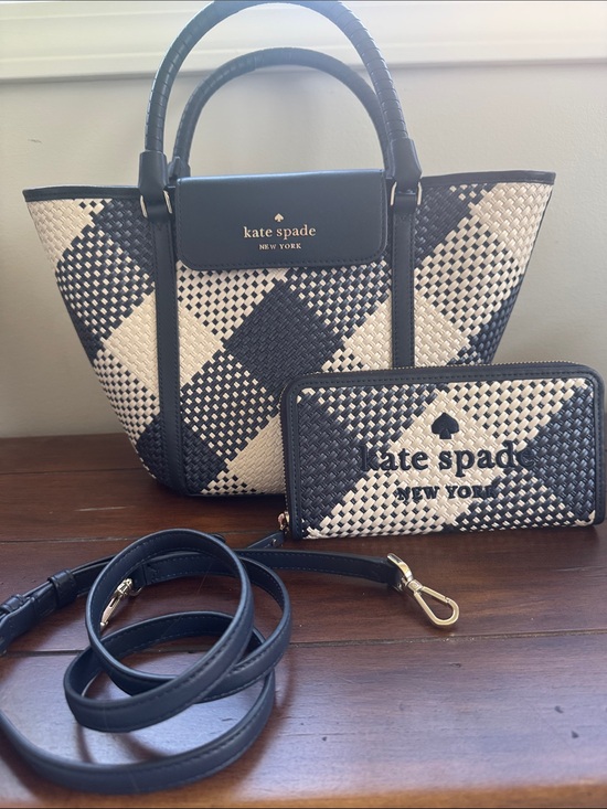 kate spade | Bags | Kate Spade Cruise Gingham Tote With Matching Zip ...